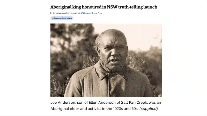ABC News: Aboriginal king honoured in NSW truth-telling launch ...